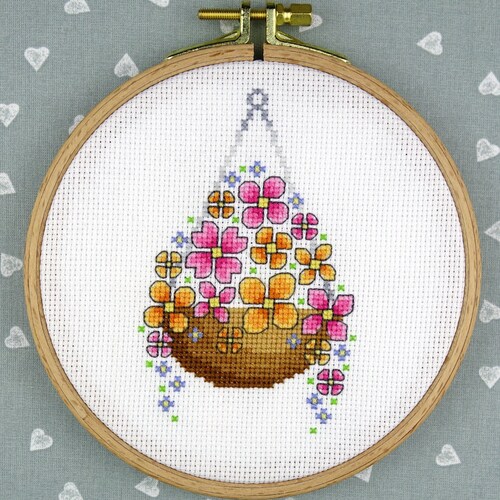 Summer Floral Hanging Basket Cross Stitch Pattern instant PDF - Etsy