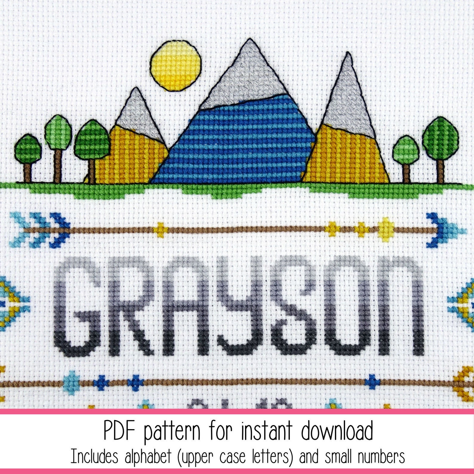 Child Name Modern Cross Stitch Pattern Simple Cross Stitch - Etsy UK