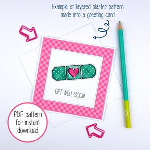 Get Well Soon Cross Stitch Pattern for Plaster, Tissue Box, Tablet ...