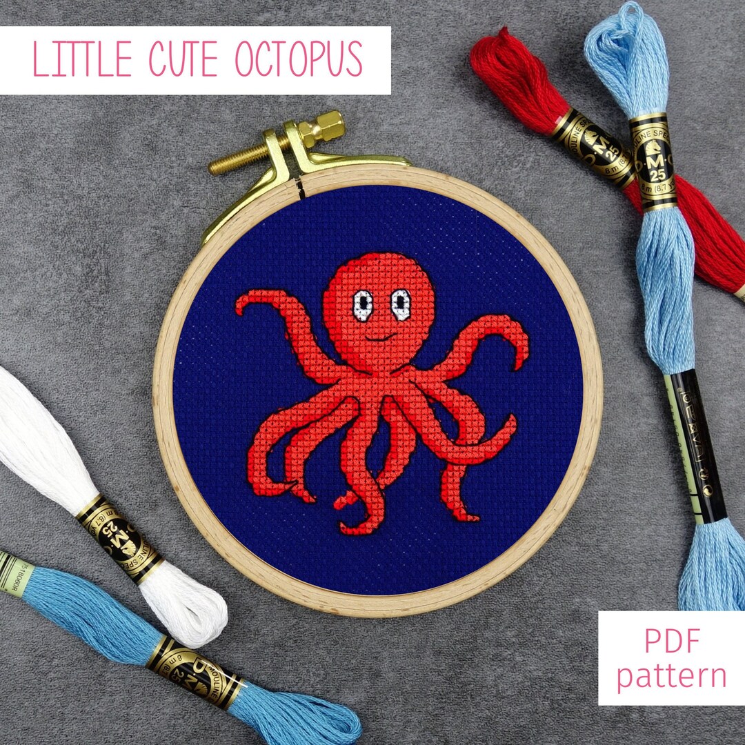 Buy Little Cute Octopus Cross Stitch Pattern instant PDF Download ...