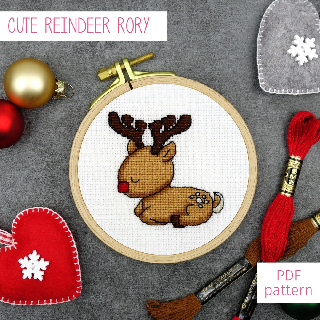 Cute Reindeer Cross Stitch Pattern | Christmas Cross Stitch PDF Pattern ...