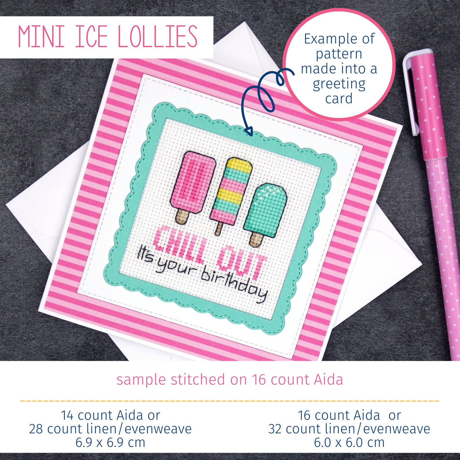 Mini Ice Lollies Cross Stitch Pattern Set | Cute Ice Cream Cross Stitch ...