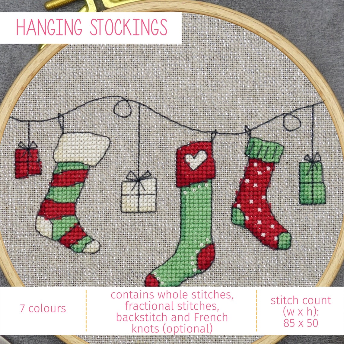 Set of 2 Whimsical Christmas Cross Stitch Patterns Trio of | Etsy