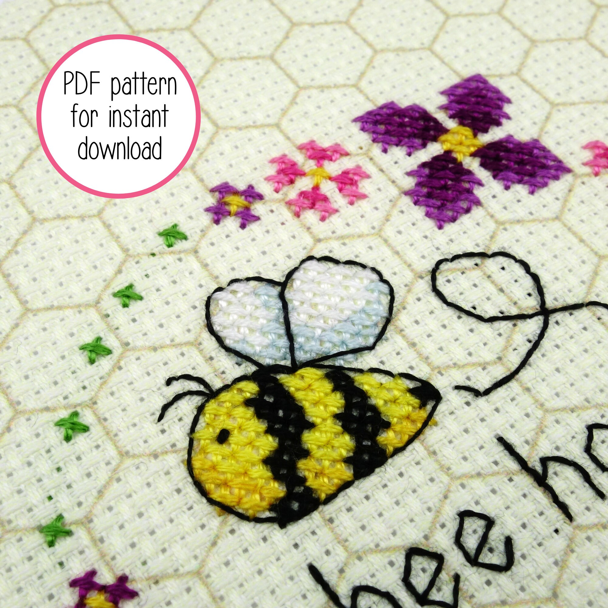 Cute Bee Happy Cross Stitch Pattern Easy Mini Cross Stitch - Etsy