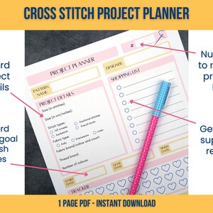Cross Stitch Planner Sheet Bundle: Project Planner + Log, SAL Planner ...