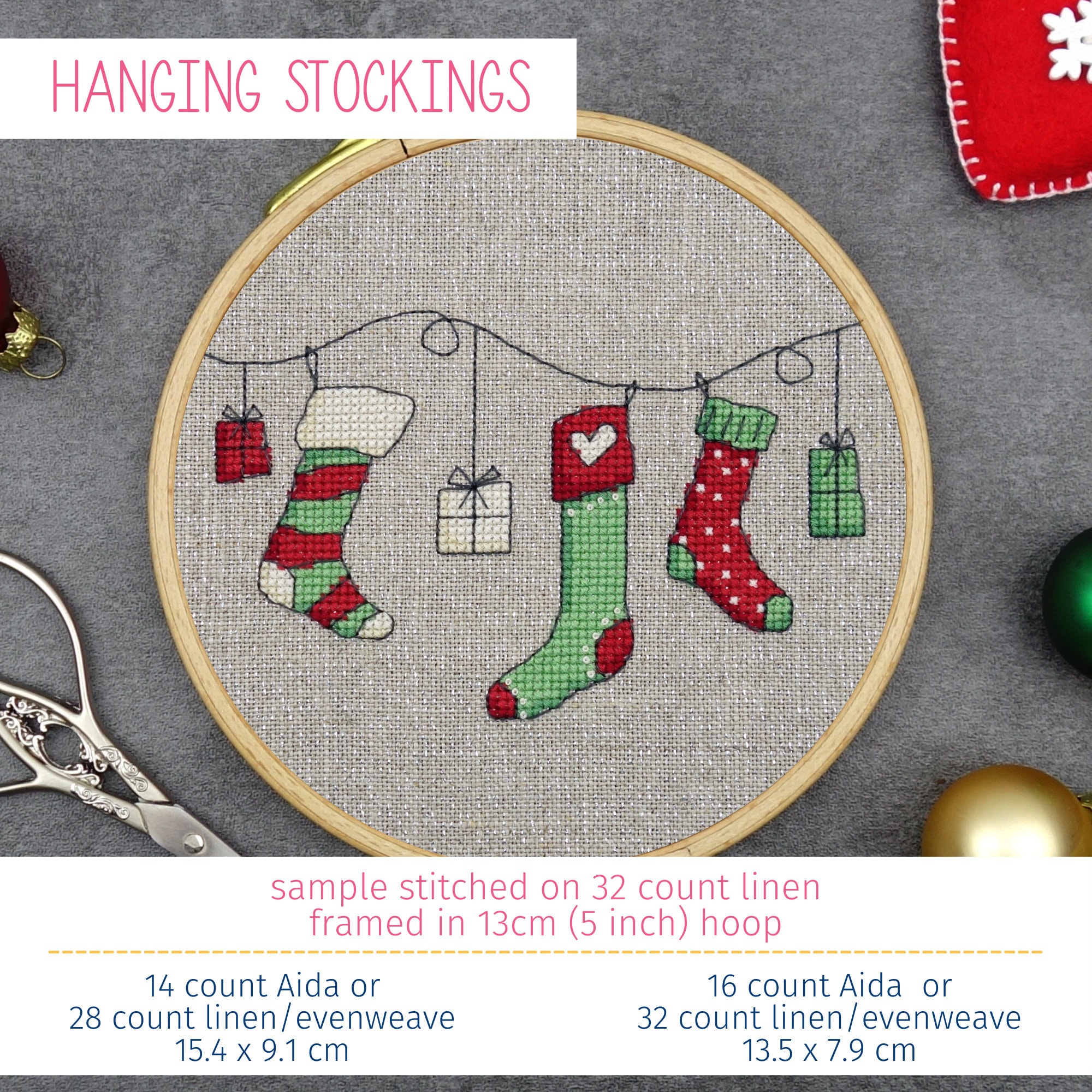 Set of 2 Whimsical Christmas Cross Stitch Patterns Trio of | Etsy