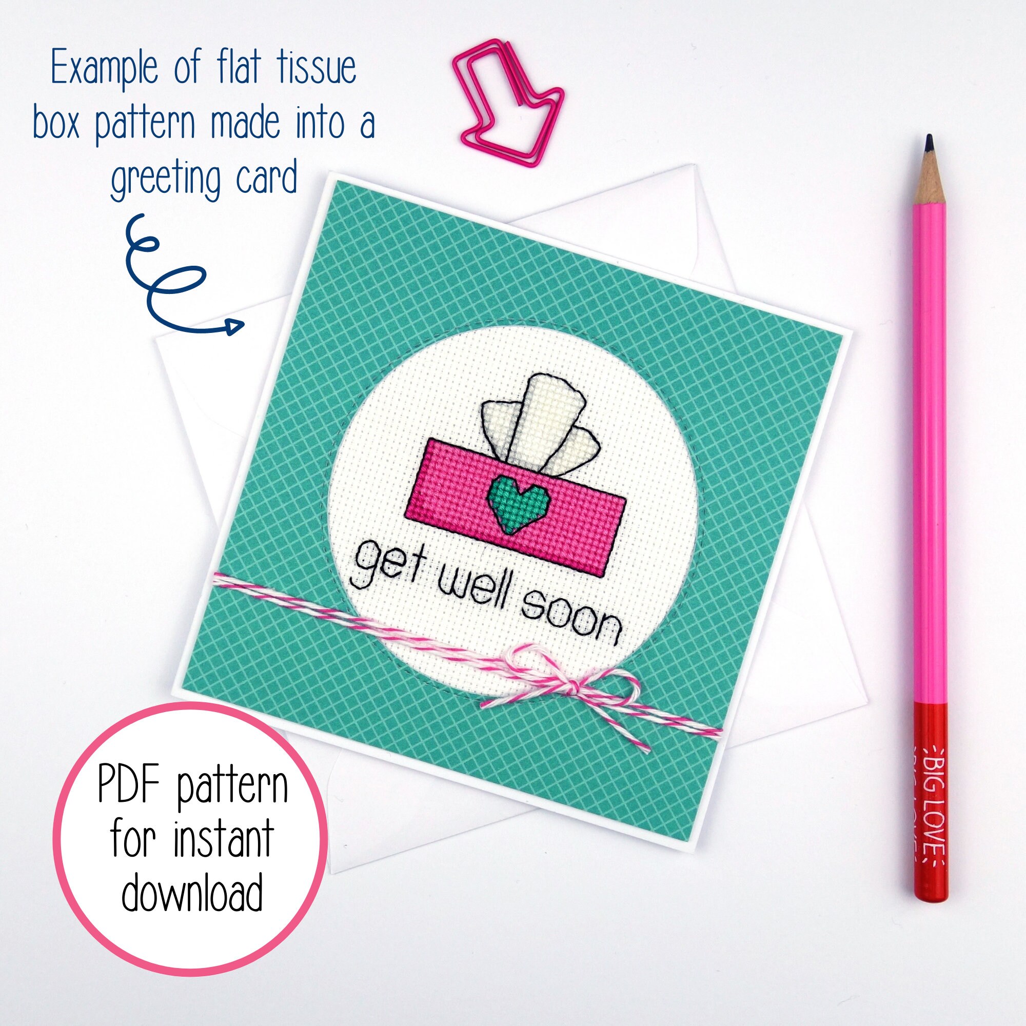 Get Well Soon Cross Stitch Pattern for Plaster Tissue Box - Etsy UK
