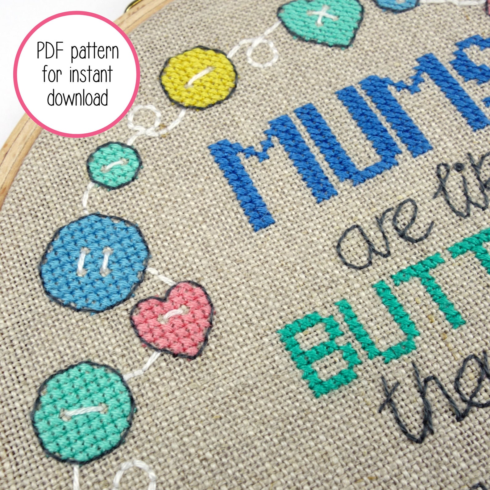 Mums Are Like Buttons Quote Cross Stitch Pattern Modern - Etsy UK