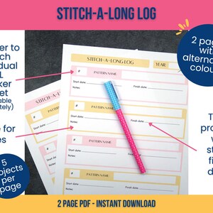 Cross Stitch SAL Log, Stitch-a-long Project Planner Sheet, Cross Stitch ...