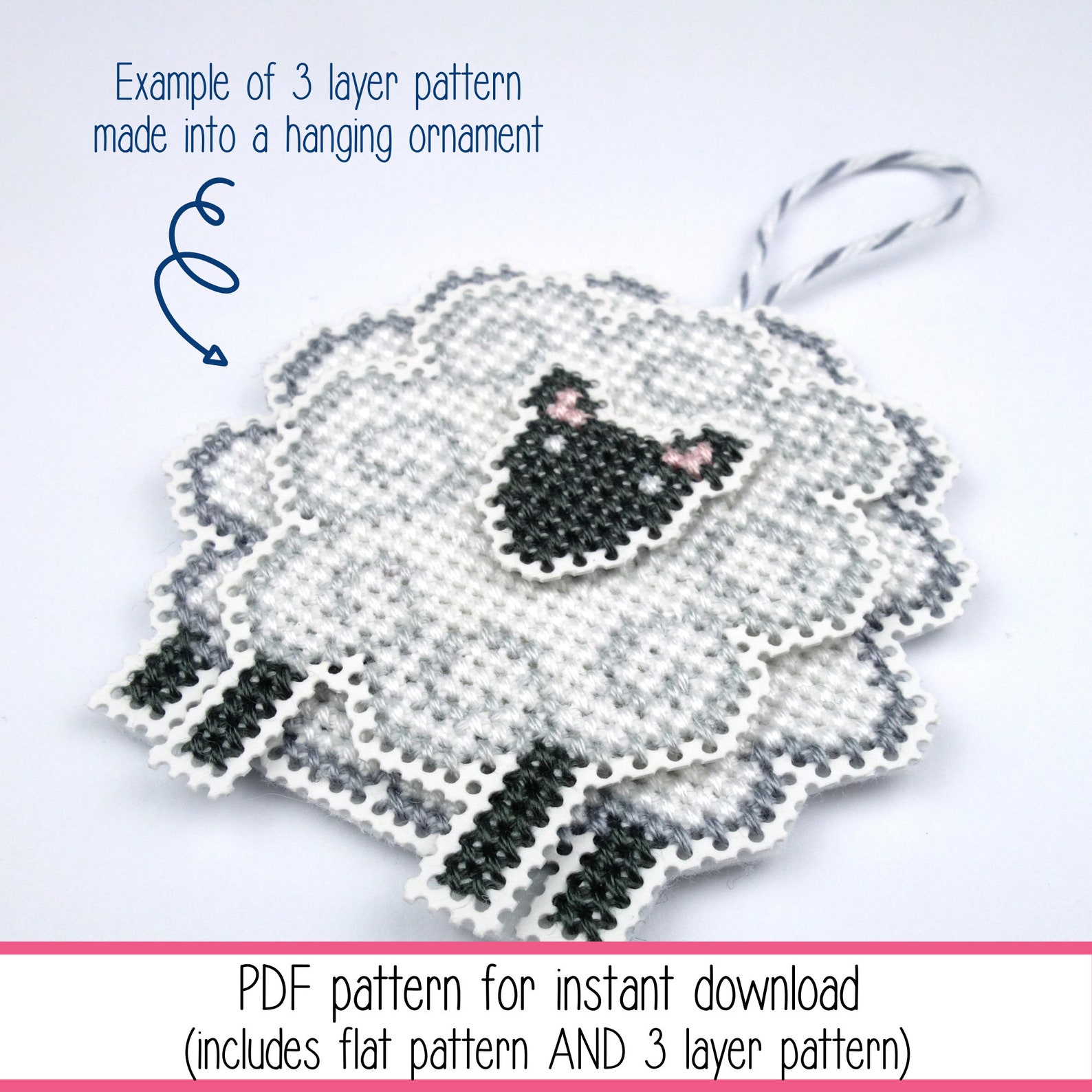 Small Sheep Cross Stitch Pattern With Option to Make as Layered 3D ...