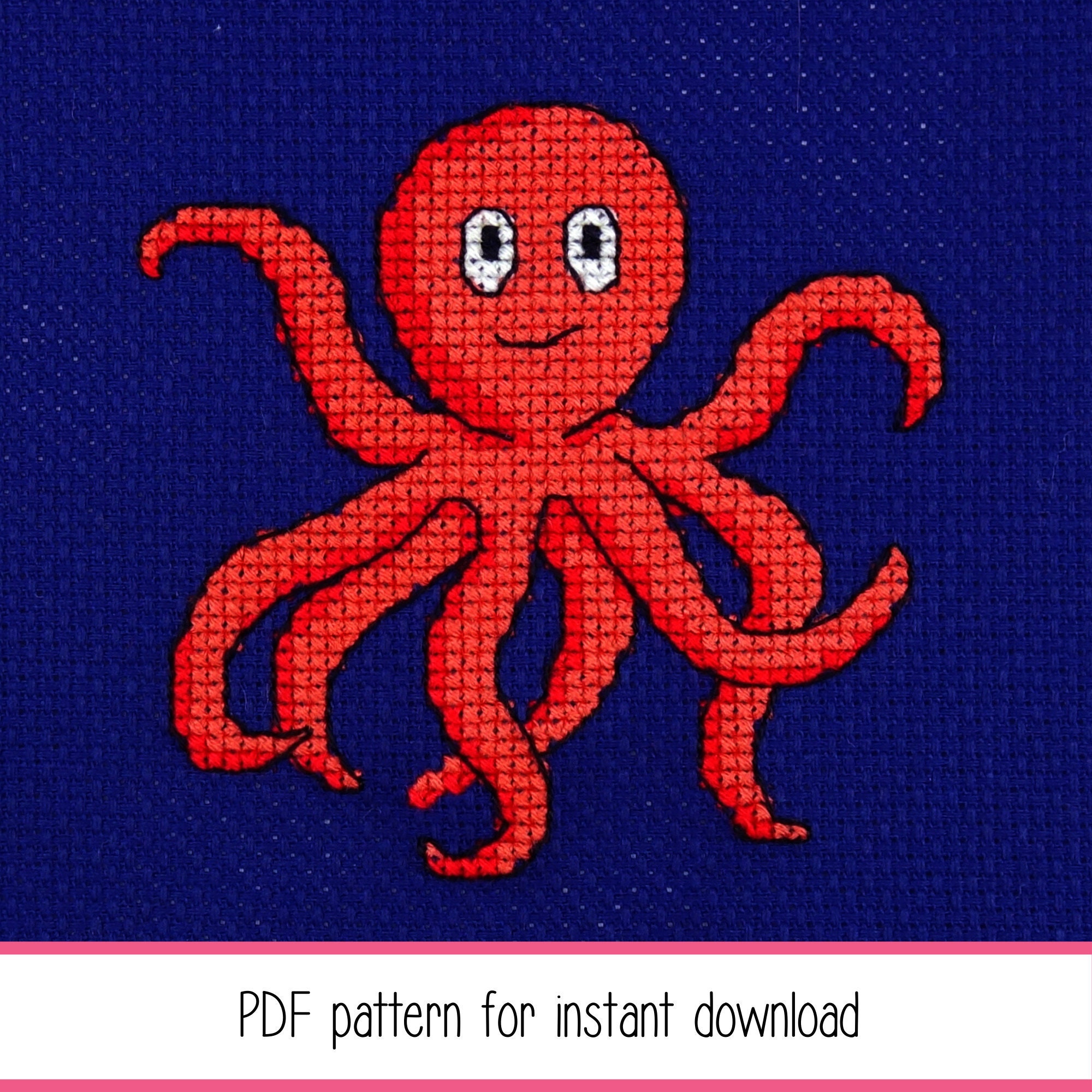 Little cute octopus cross stitch pattern instant PDF | Etsy