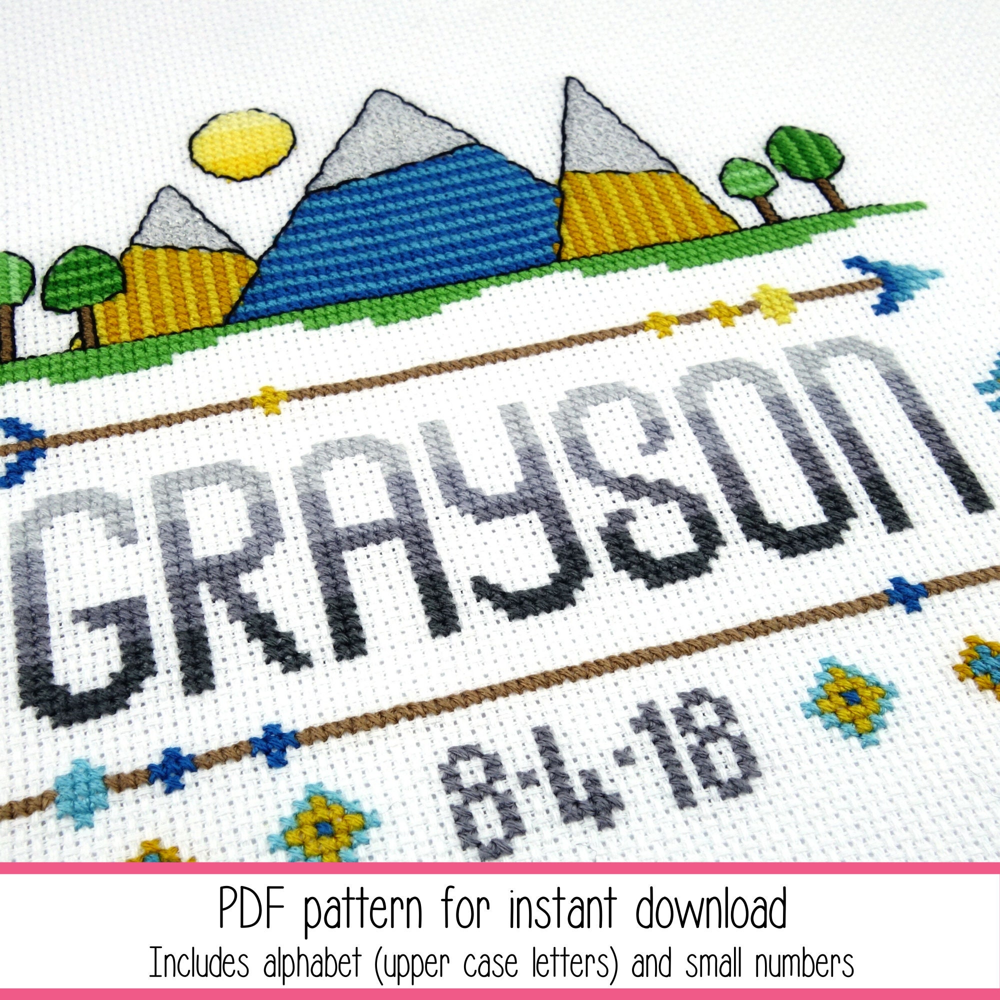 Child Name Modern Cross Stitch Pattern Simple Cross Stitch - Etsy UK
