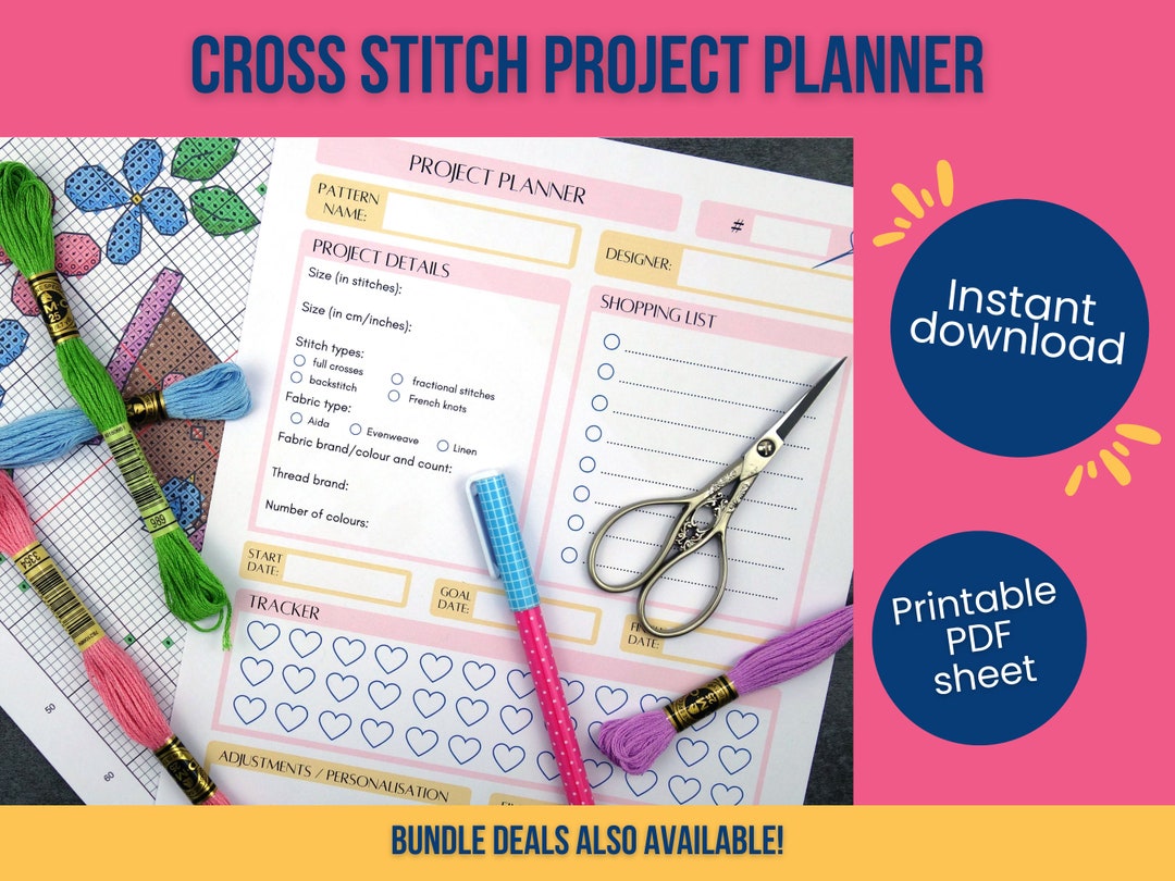 Cross Stitch Project Planner, Cross Stitch Journal Printable PDF for ...