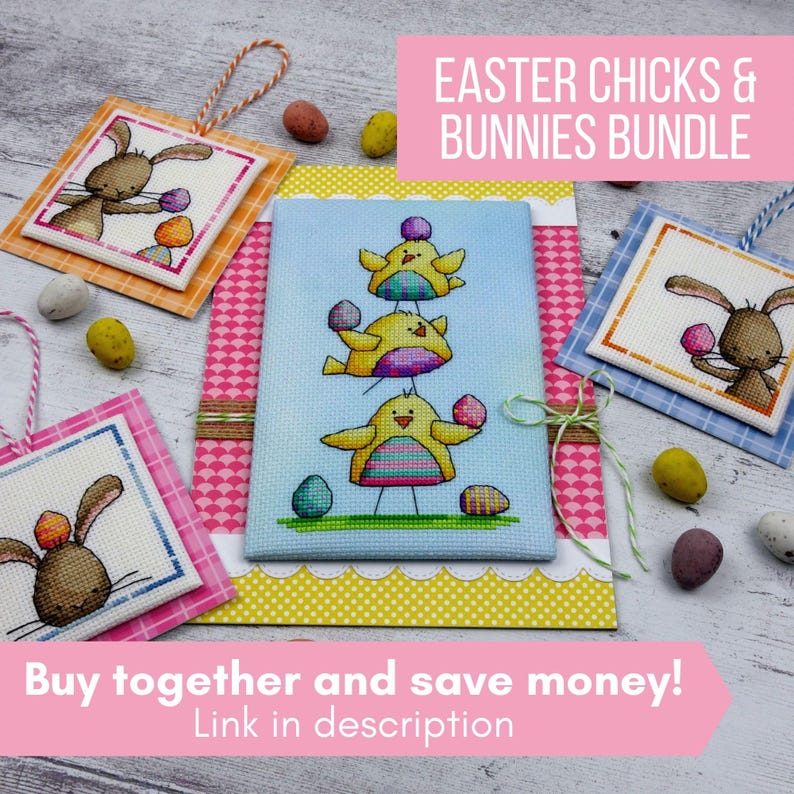 Bunny Egg Trio Cross Stitch Pattern, Colourful Easter Rabbits (PDF ...