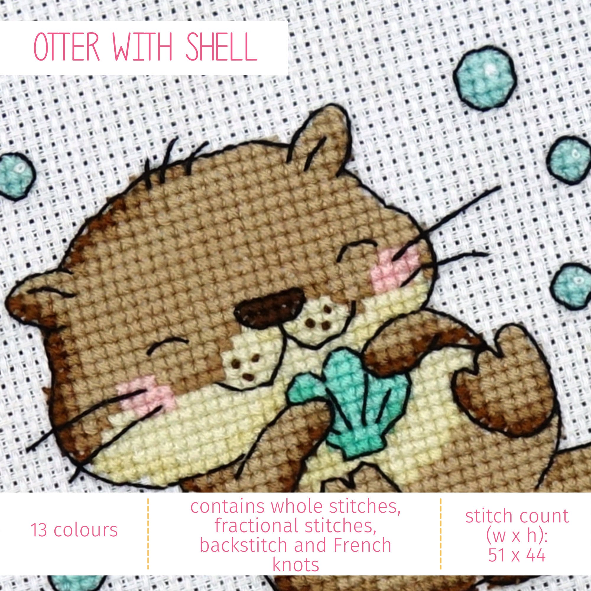 Otter With Shell Cross Stitch Pattern Cute Otter Mini Cross - Etsy