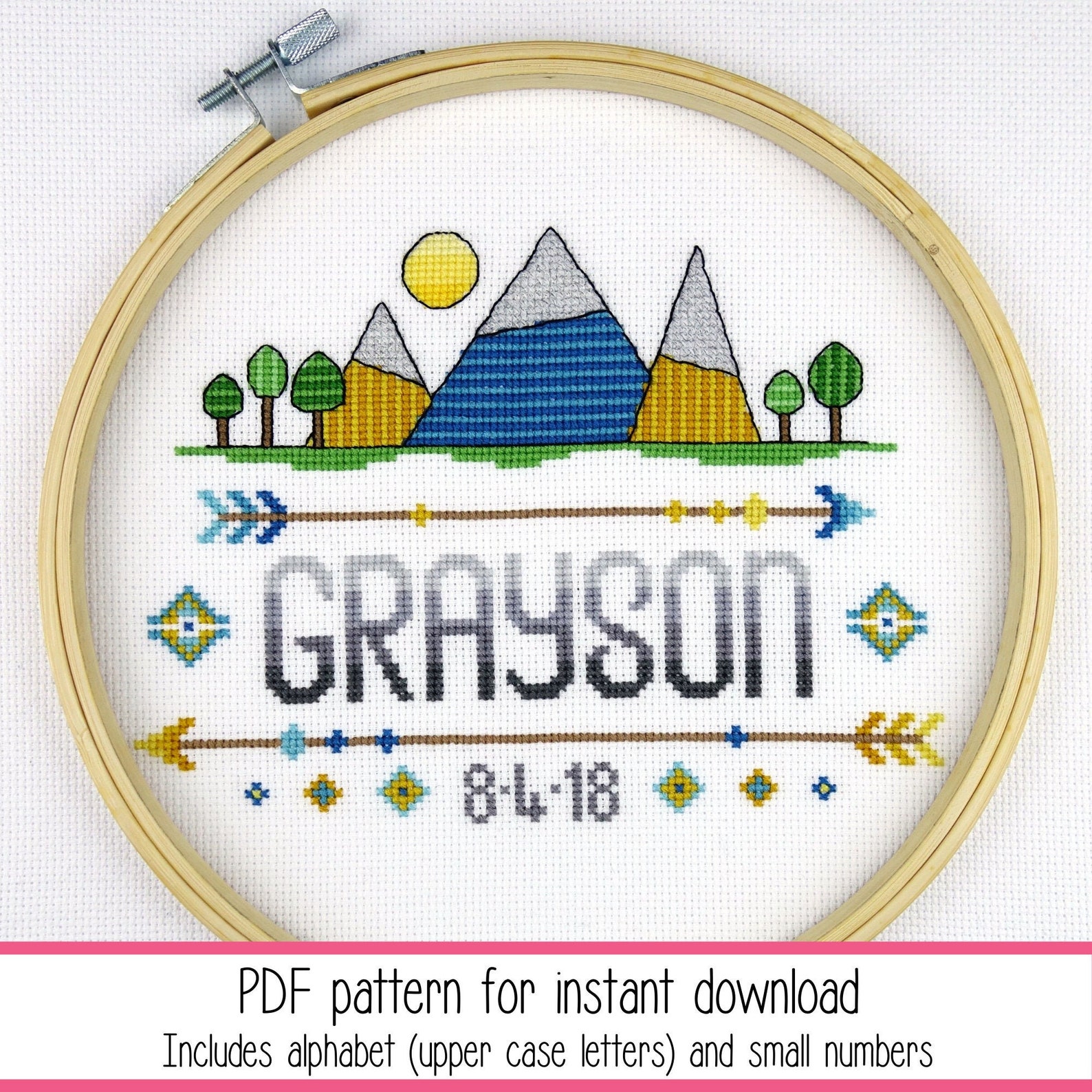 Child Name Modern Cross Stitch Pattern Simple Cross Stitch - Etsy UK