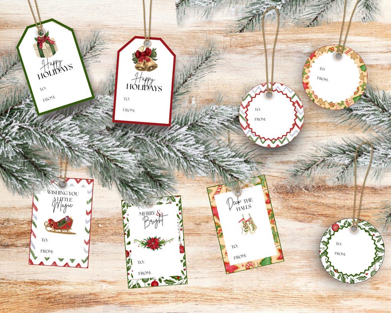 Christmas Gift Tag Bundle - Printable PDF Labels - Etsy