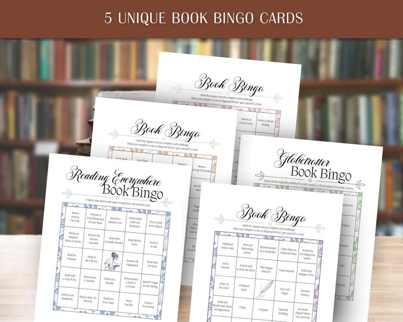 Printable Book Bingo Cards | Fun & Unique Reading Challenge - Etsy