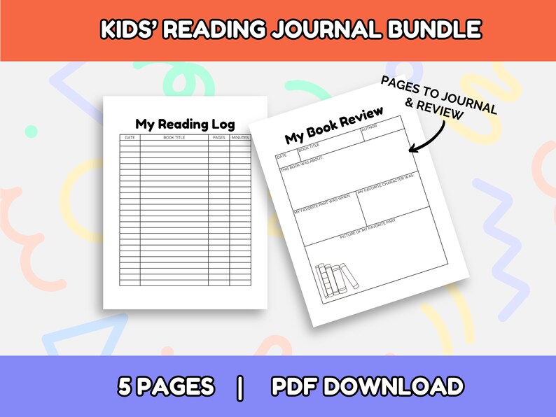 Kids Reading Journal | Printable Book Tracker | Reading Challenge ...