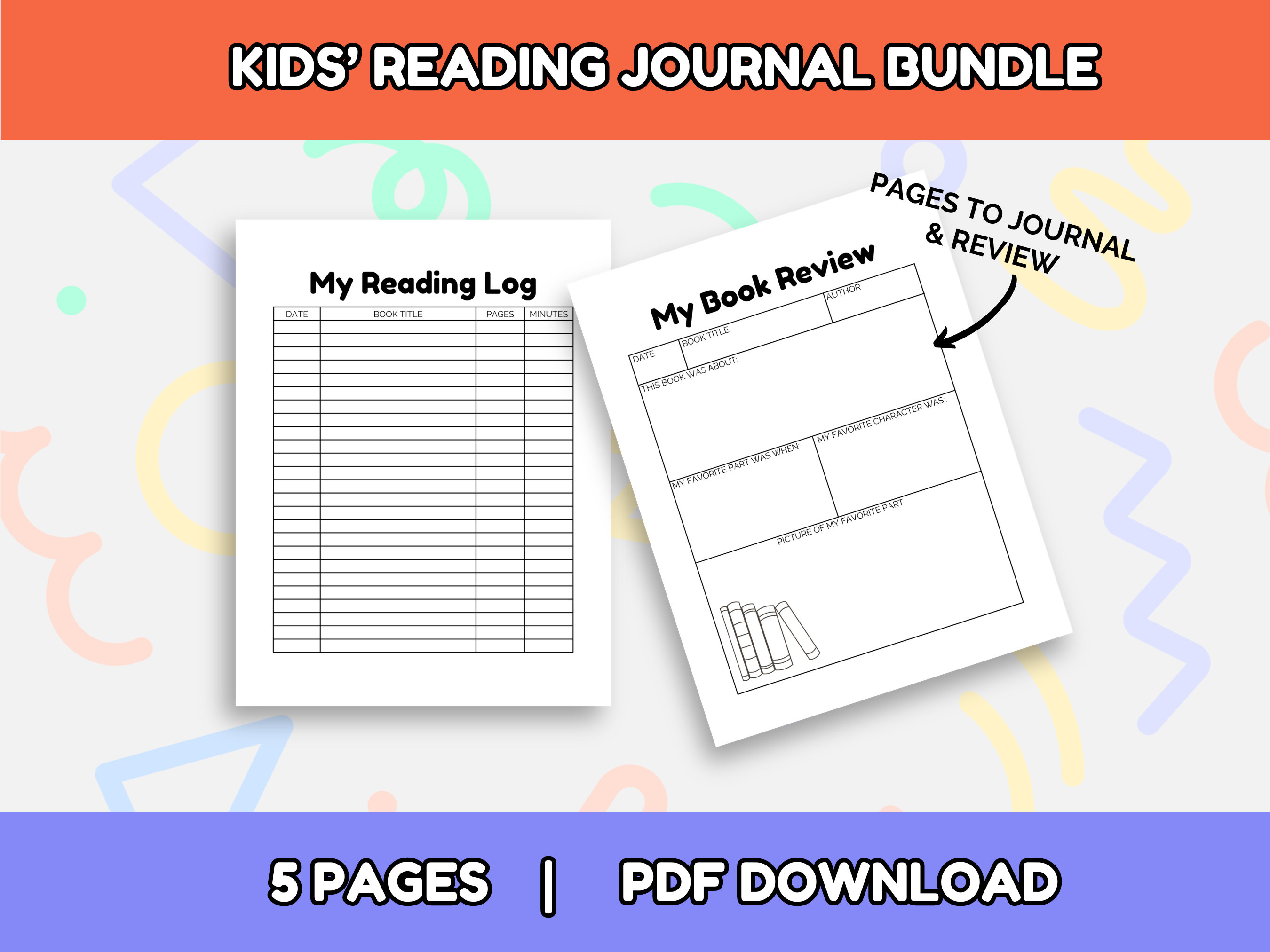 Kids Reading Journal | Printable Book Tracker | Reading Challenge ...