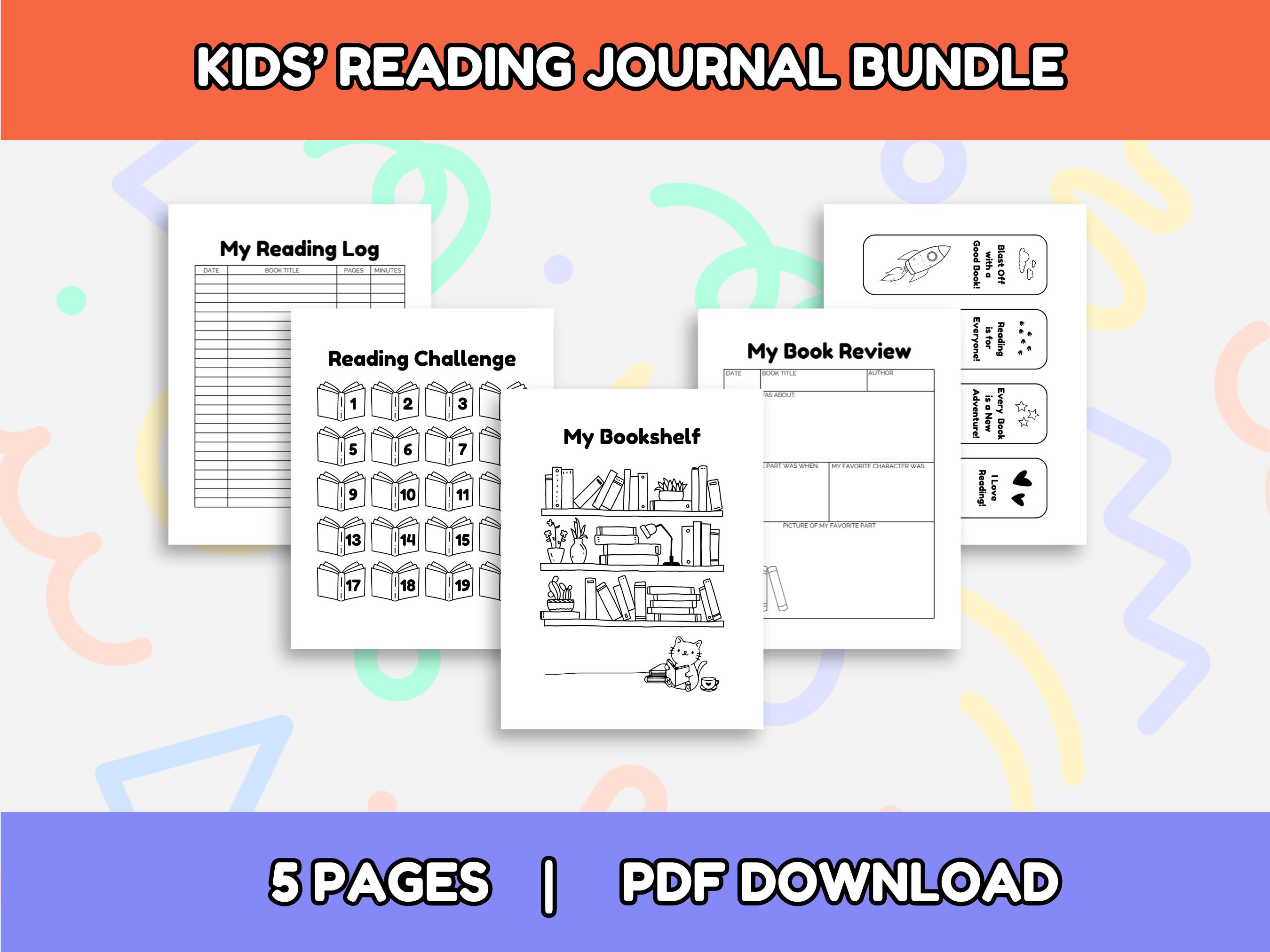Kids Reading Journal | Printable Book Tracker | Reading Challenge ...