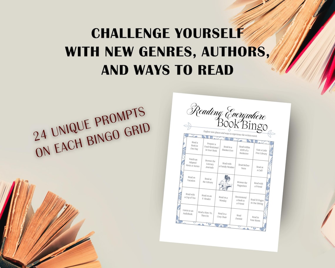 Printable Book Bingo Cards | Fun & Unique Reading Challenge - Etsy