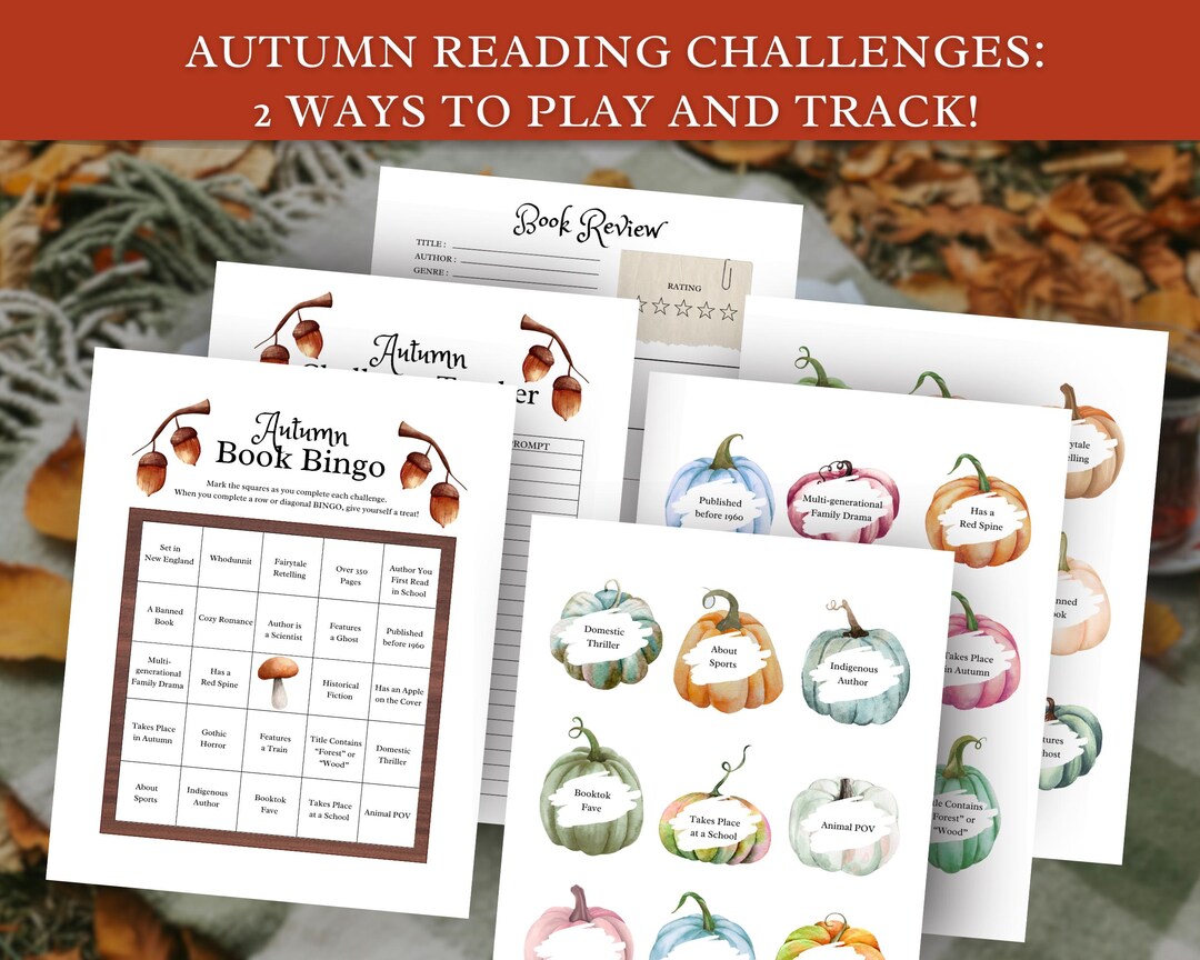 Autumn Reading Challenge – Printable Fall Reading Challenge -- Bingo ...