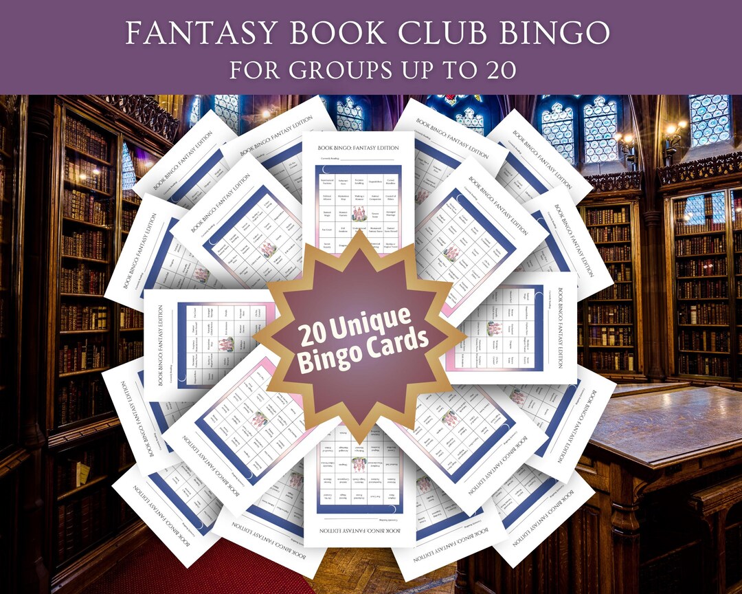 Fantasy Book Bingo – 20 Unique Printable Cards | Fun Book Club Game - Etsy