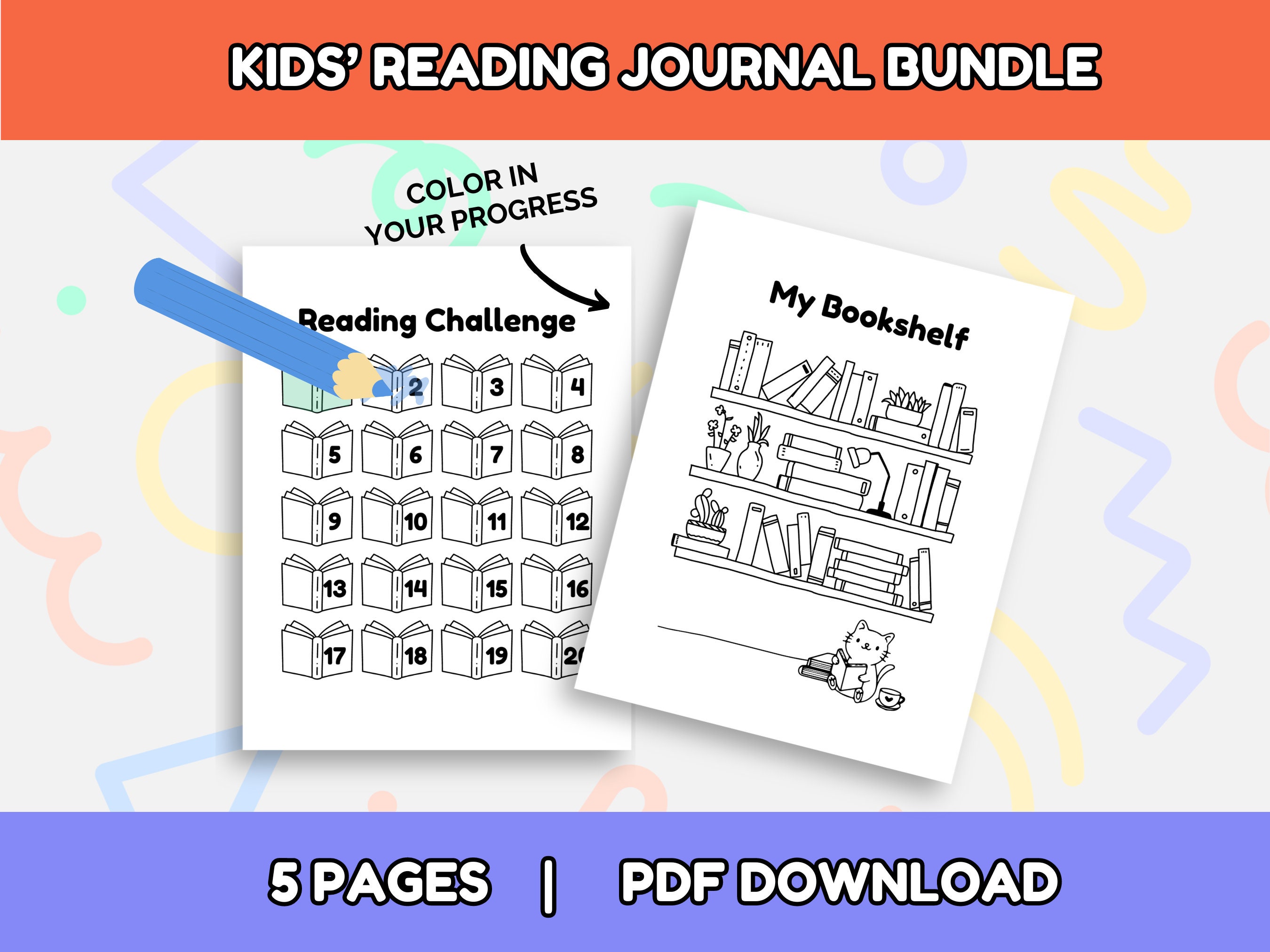 Kids Reading Journal | Printable Book Tracker | Reading Challenge ...