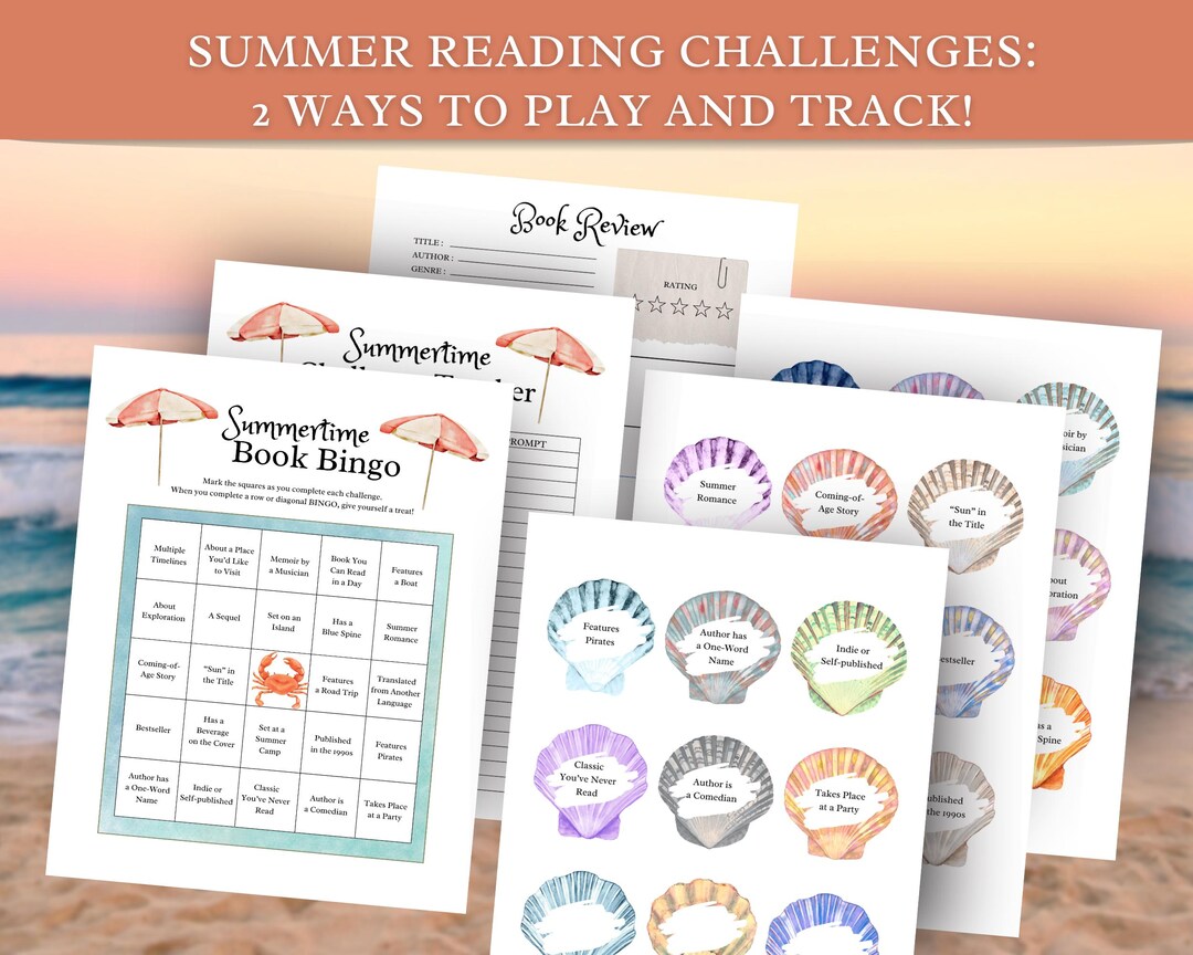 Seaside Summer Reading Challenges | Printable Book Bingo & Surprise ...