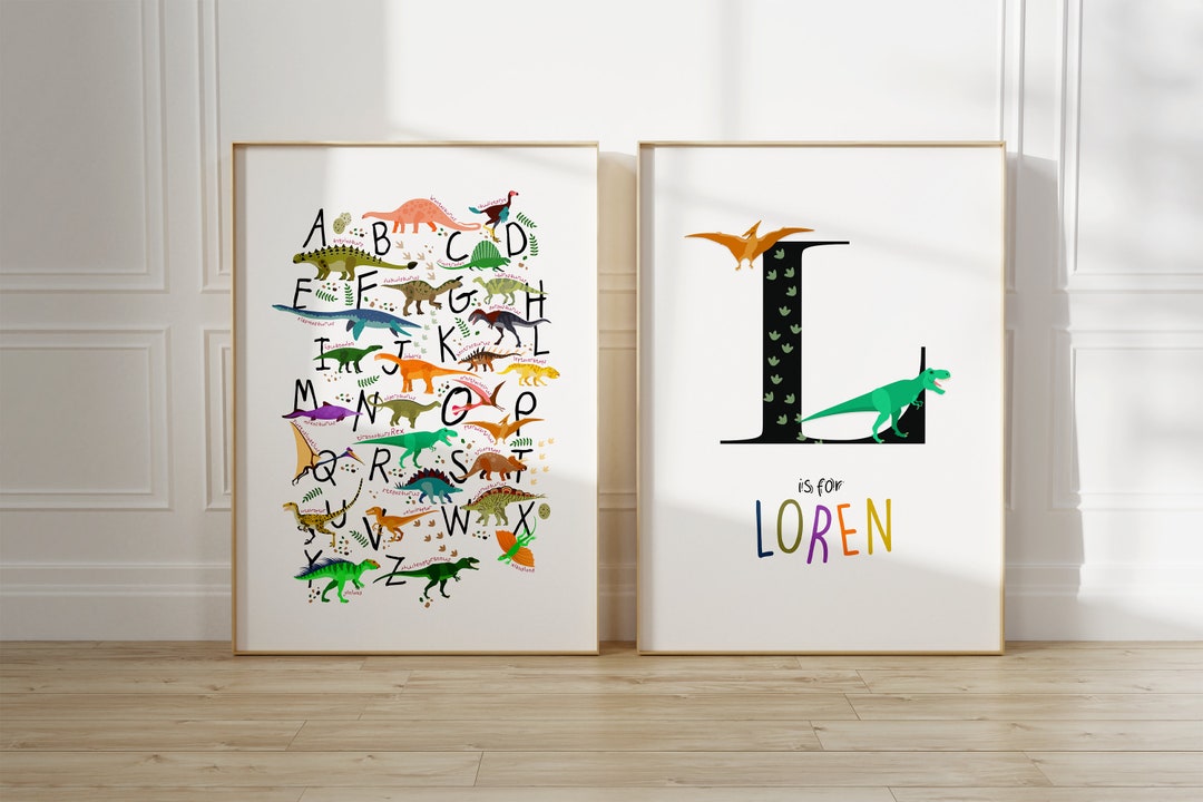 Kids Dino Print, Kids Dinosaur Posters, Educational Wall Art, Numbers ...