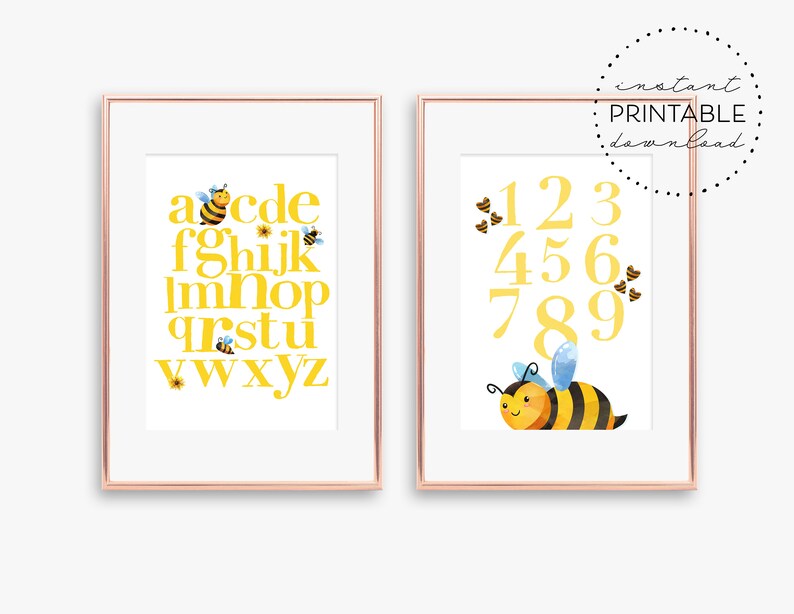 Honey Bee Bee Alphabet Honey Bee Numbers Bee Nursery - Etsy