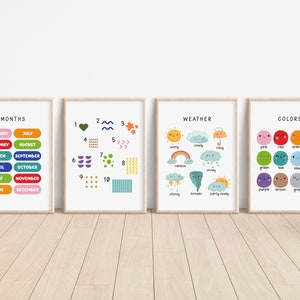 Colorful Classroom Wall Art Bundle, Colorful Shapes, Kids Educational ...
