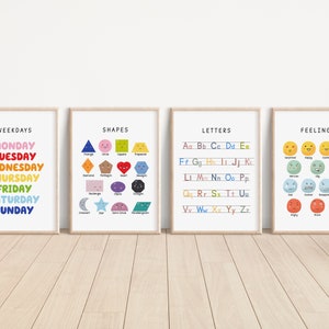 Colorful Classroom Wall Art Bundle, Colorful Shapes, Kids Educational ...