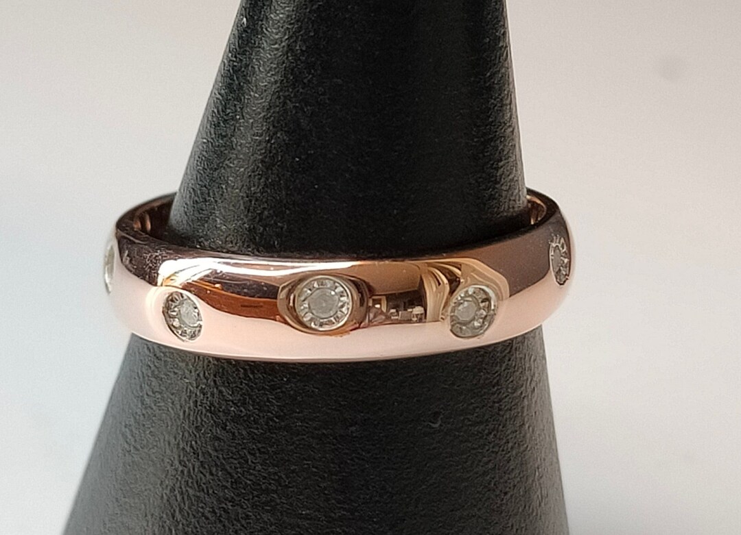 Diamond Band in Rose Gold Overlay Sterling Silver (size Available) - Etsy
