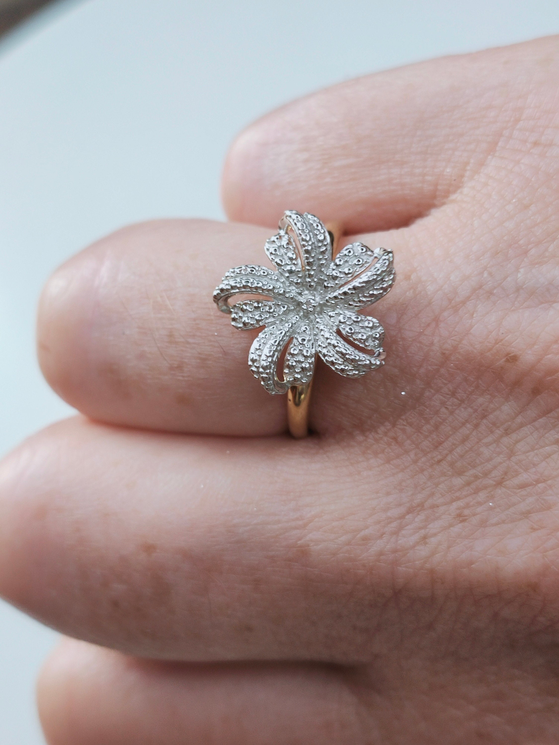 Ring Diamond Lily Ring in 14K Gold Overlay Sterling Silver - Etsy