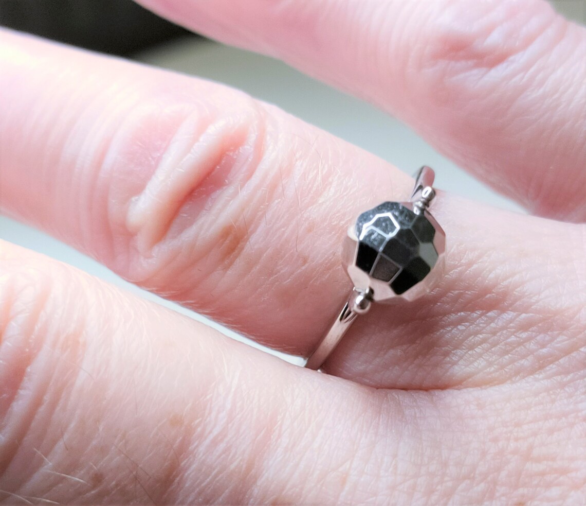 Ring Spinner/fidget Band dome in Platinum Overlay Sterling - Etsy