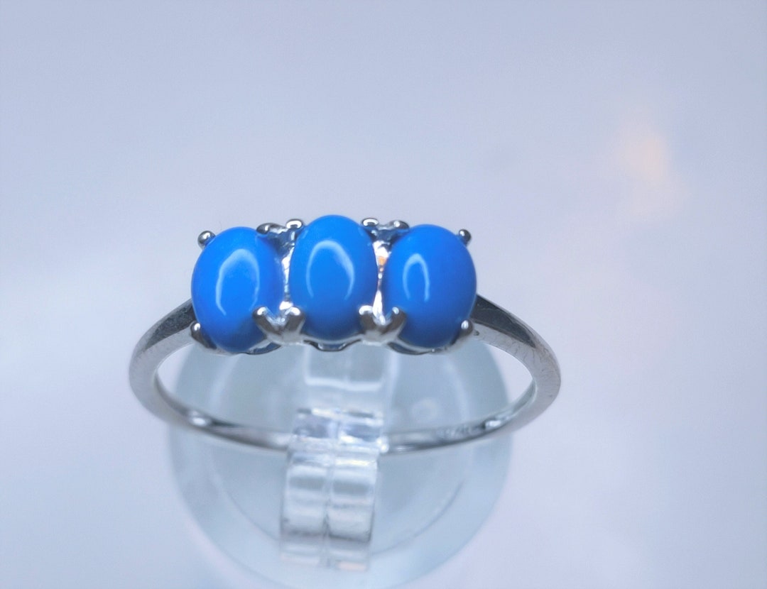 Ring - Ceruleite 3 Stone Ring (size Available) in Sterling Silver 0 ...