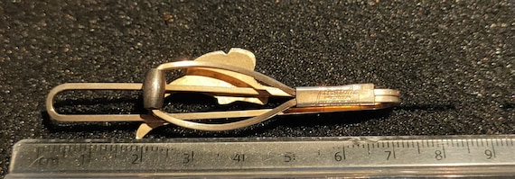Antique - Vintage (Stratton) Tie Bar Clip in Gold Ton… - Gem
