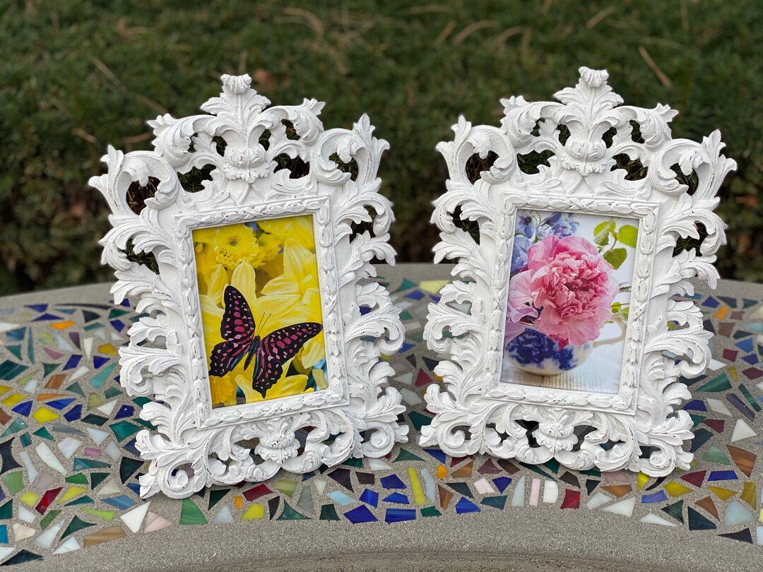French Country Photo Frames: Upcycled Hand-painted Ivory Decor - Etsy