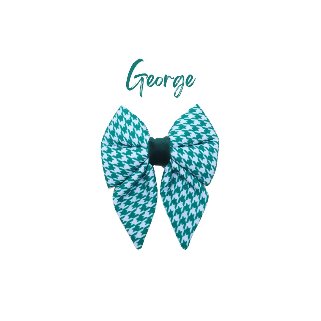 Houndstooth Dog Sailor Bow Ties, Male Female Slide on Dog Bows, Green ...