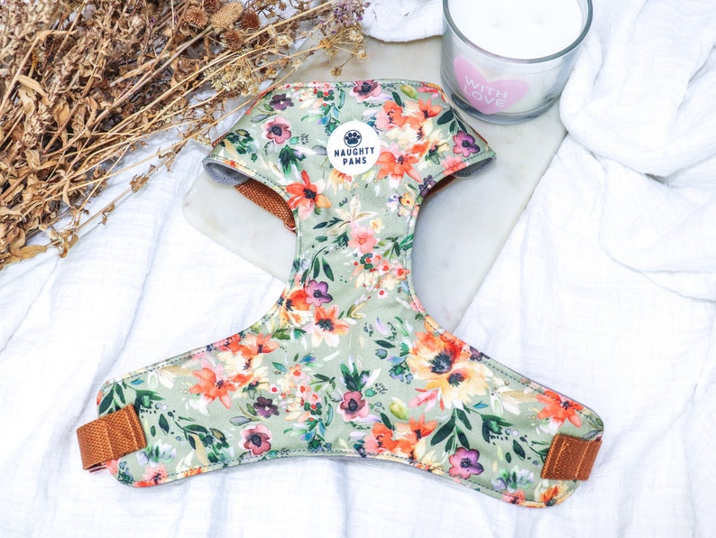 Fall Dog Chest Harness Orange and Olive Floral Pet Harness - Etsy
