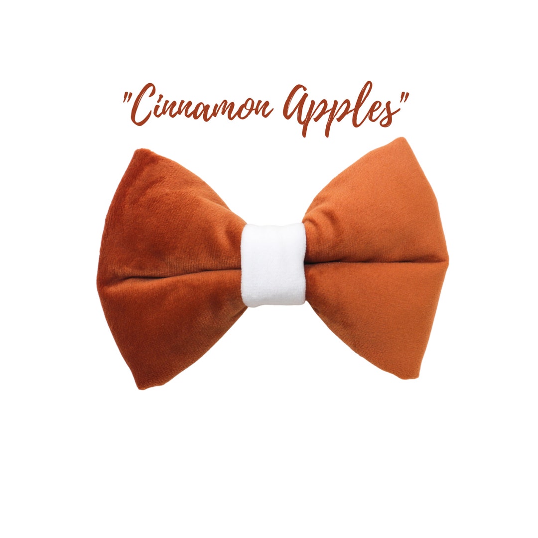 Terracotta Fall Velvet Dog Bow Tie Over the Collar | Soft and Fancy Dog ...