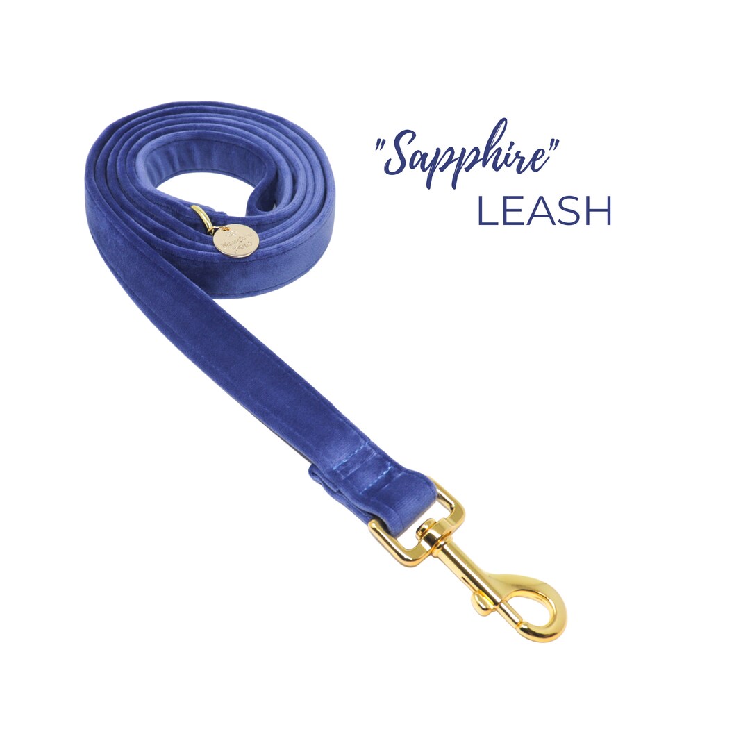 Solid Blue Velvet Dog Leash, Boy or Girl Wedding Puppy Leash, Handmade ...