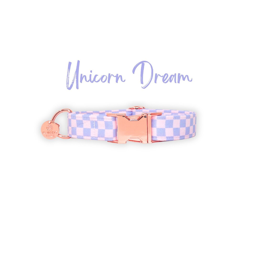 Blush Lilac Checkered Dog Collar, Spring Pastel Tiny Puppy Collar ...