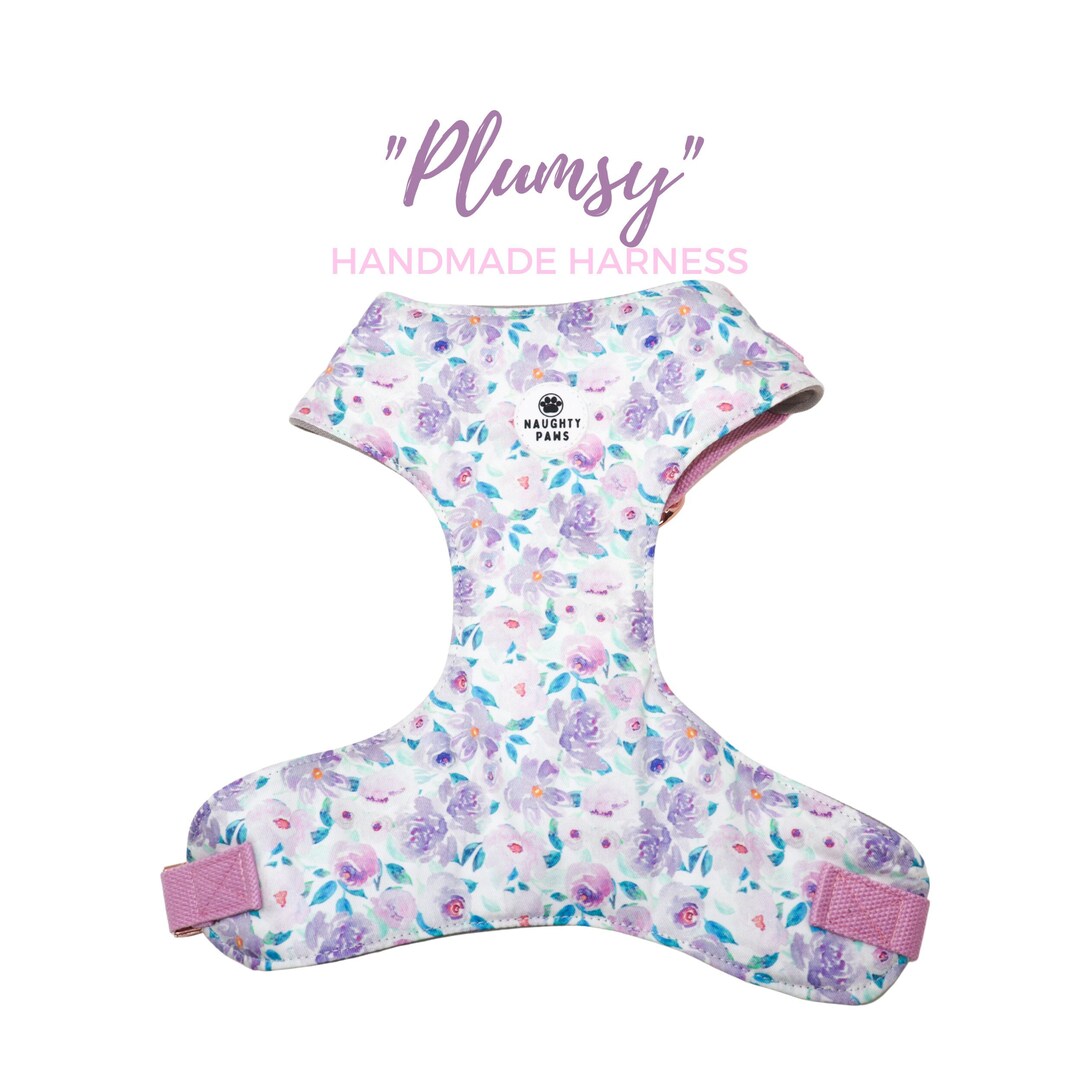 Purple Flowers Handmade Dog Chest Harness | Spring Flowers | Metal ...