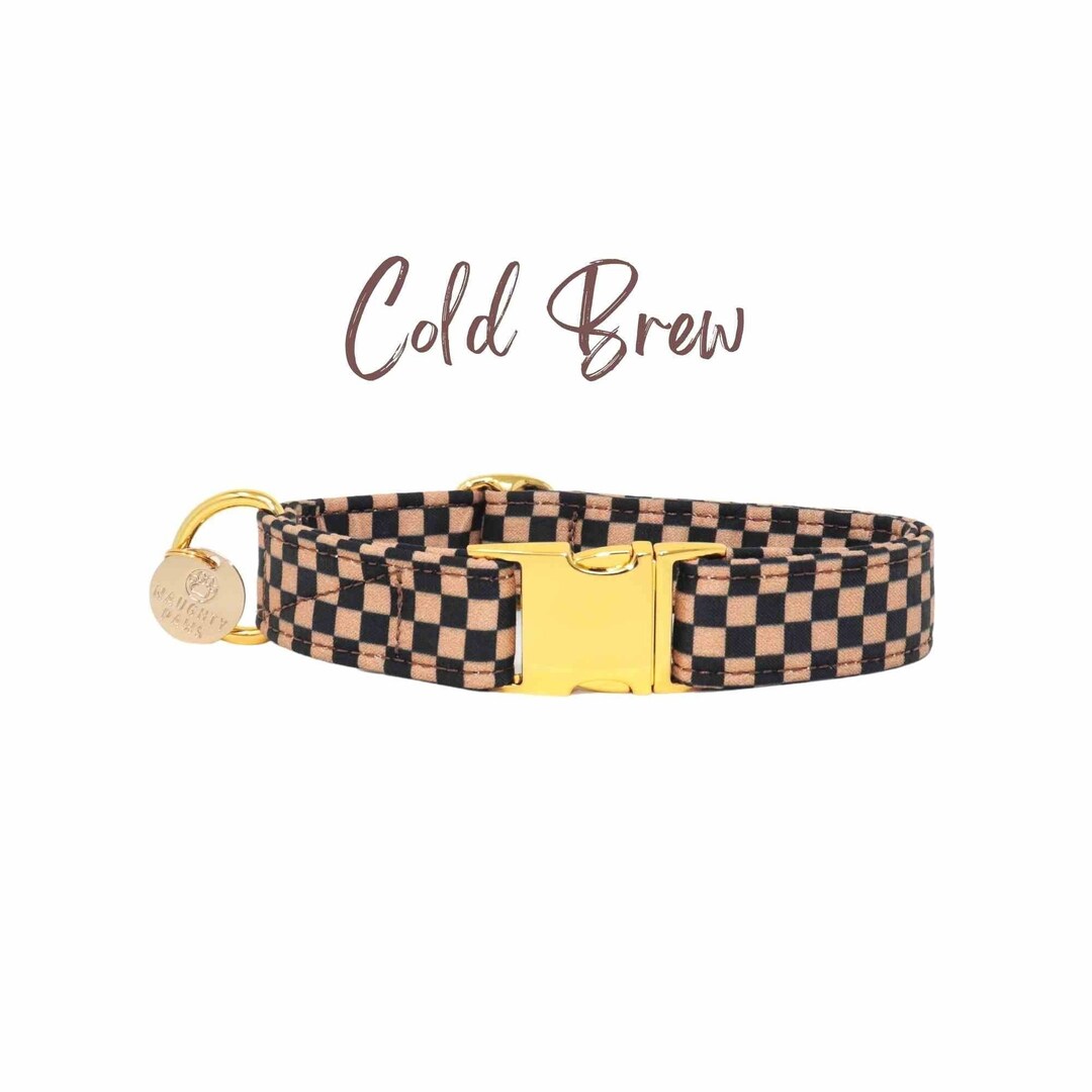 Checkered Dog Collar, Brown and Black Male Dog Collar, Plaid Dog Collar ...