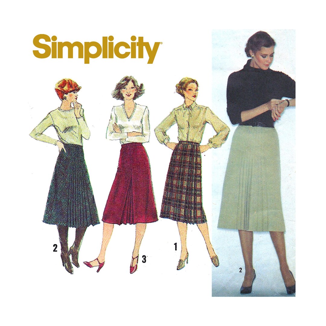 Simplicity 9176 1979 Pleated Skirt Women's Size 8 Vintage Sewing ...