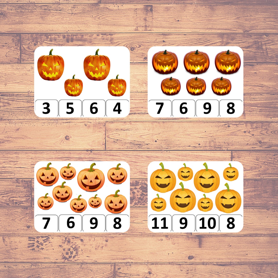 Pumpkin Counting Cards, Clip Cards, Math, Montessori Counting Cards ...