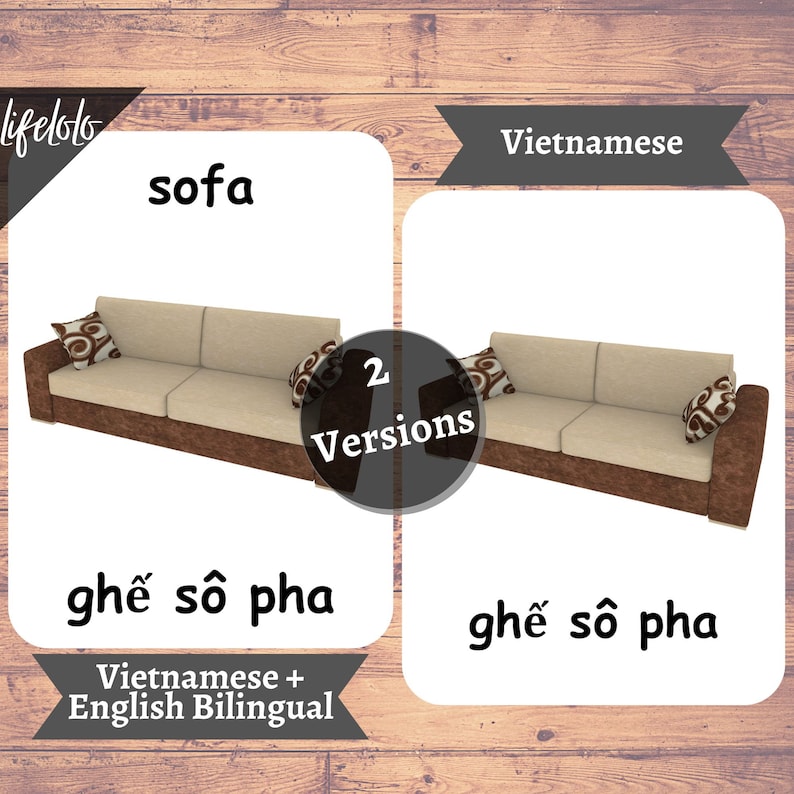 Household Items Vietnamese Flash Cards English Bilingual - Etsy